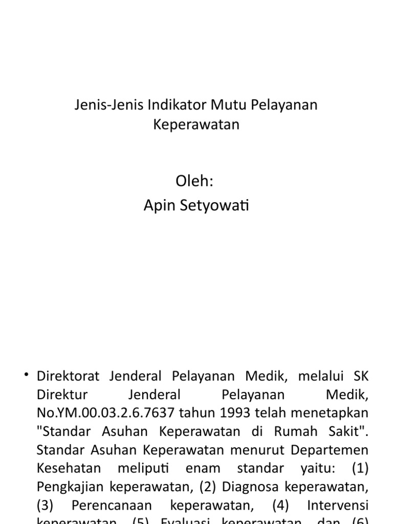 Jenis-Jenis Indikator Mutu Pelayanan Keperawatan | PDF