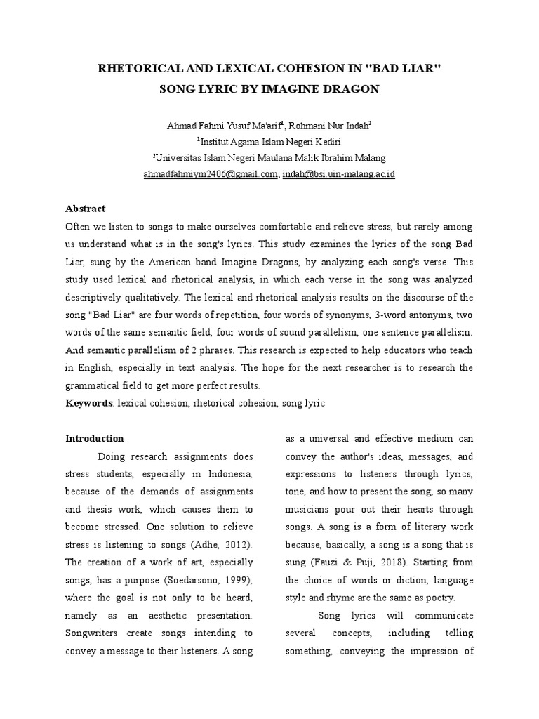 Fahmi LEXICAL COHESION 12 Des - Edited | PDF | Lexical Semantics | Discourse