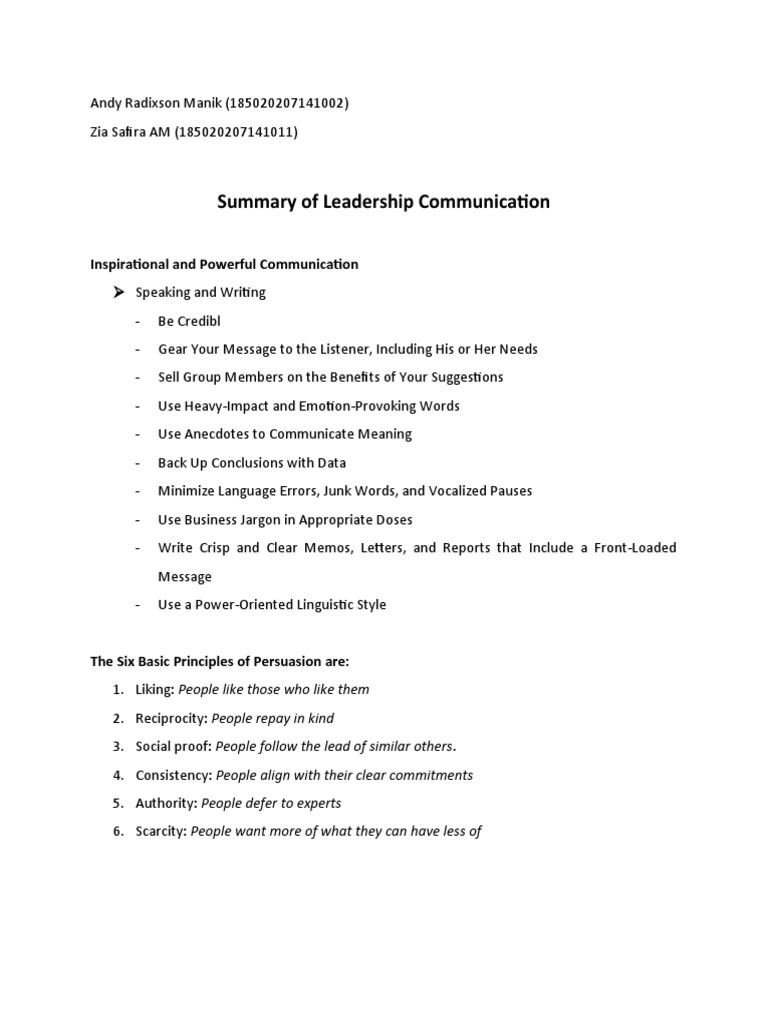Summary of Leadership Communication: Inspirational and Powerful ...