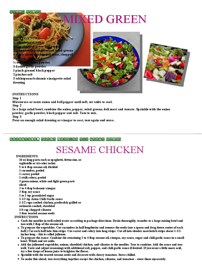 Green Salad Vegetable Grain Legumes And Pasta Salad Pdf Salad