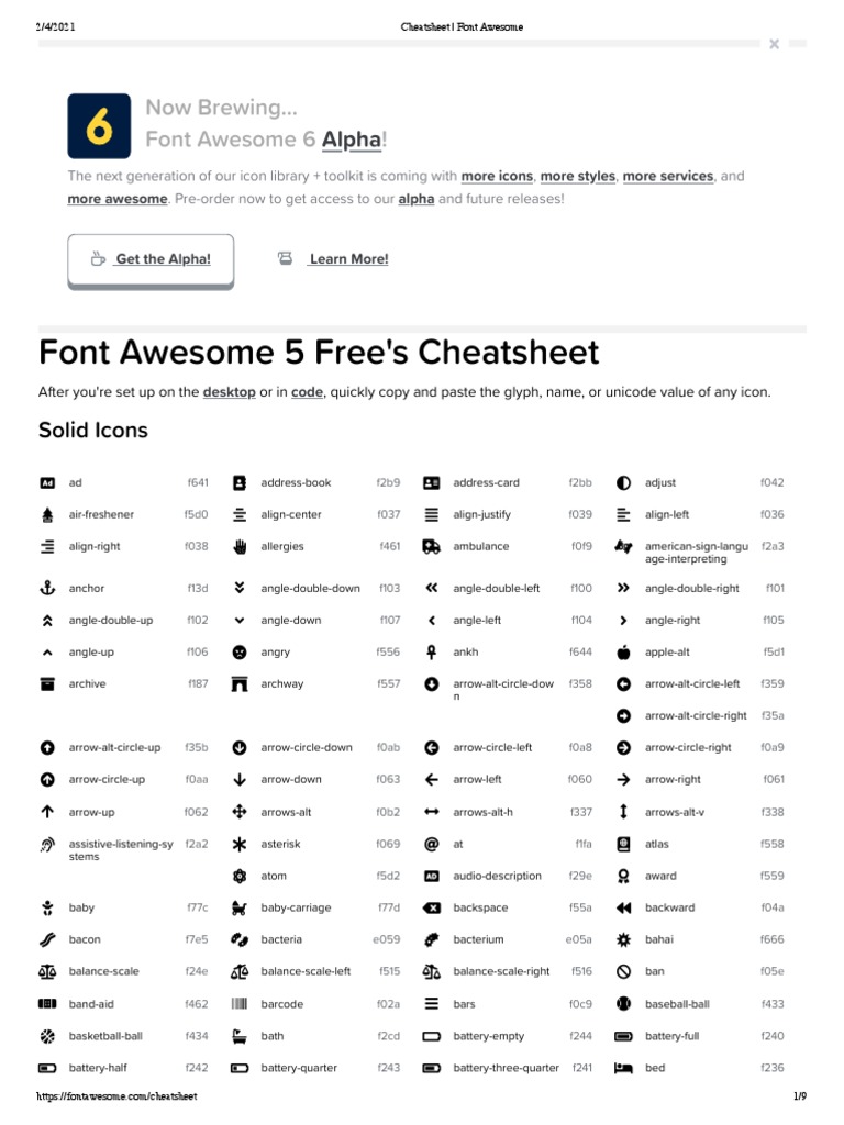 Cheatsheet - Font Awesome | PDF