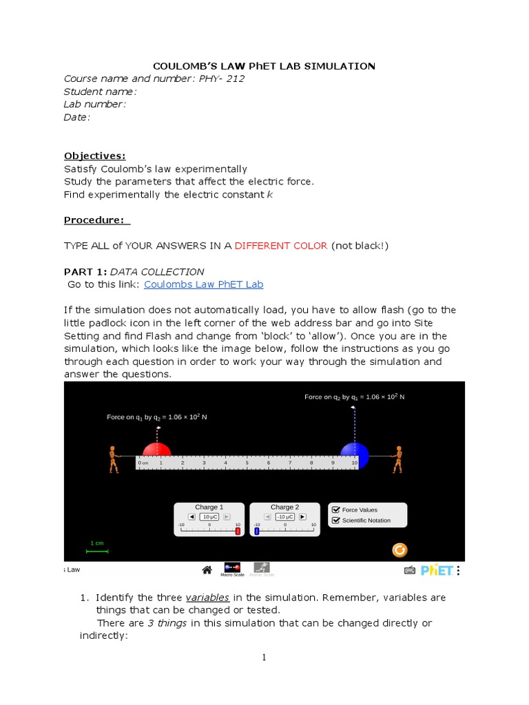 Coulomb's Law Simulation Analysis | PDF | Electric Charge | Electrostatics