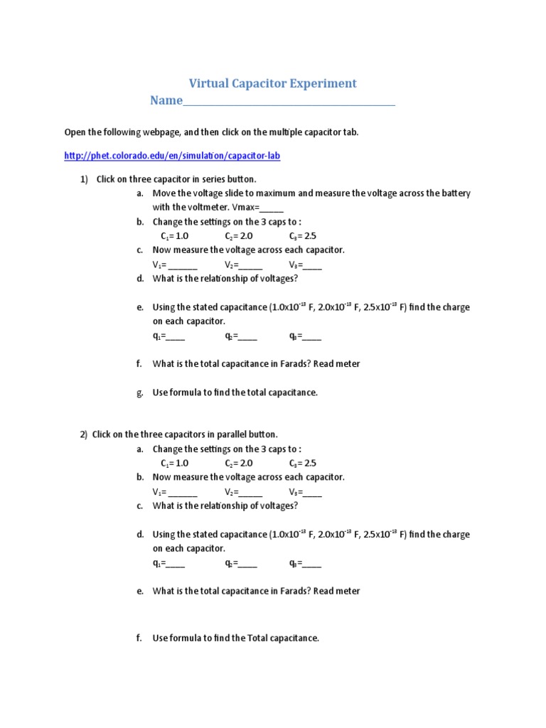 Phet Cap Lab2 | PDF | Capacitance | Capacitor
