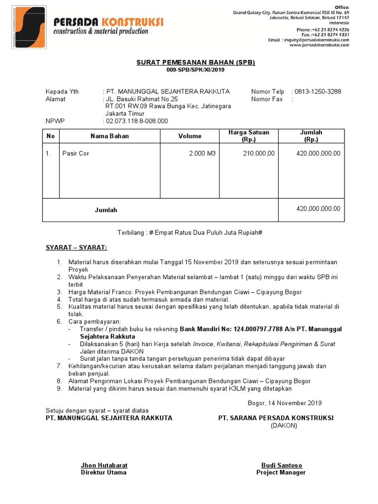 Template PO SPB | PDF