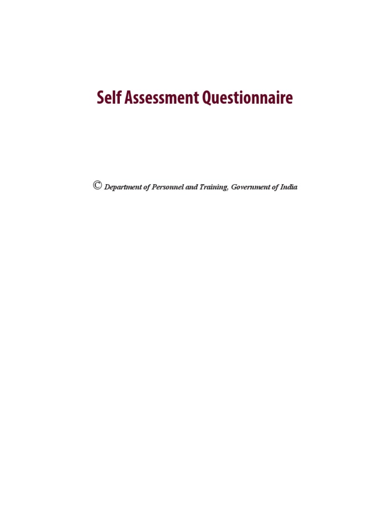 Self Assessment Questionnaire | PDF | Behavior Modification | Learning
