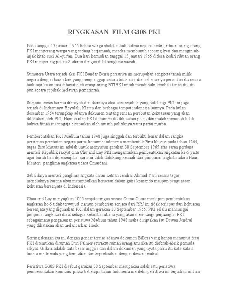 Ringkasan Film G30S Pki | PDF