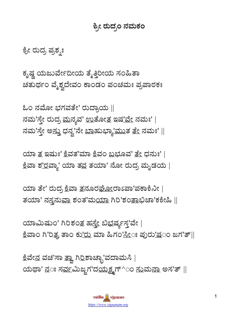 Sri Rudram Namakam Kannada | PDF