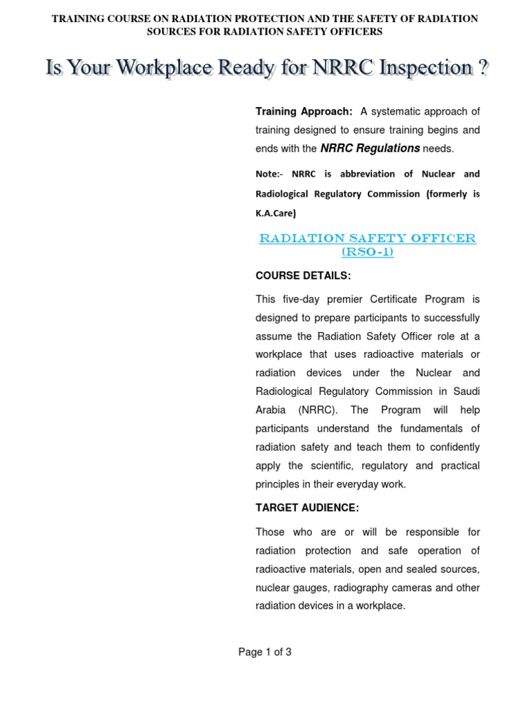 Radiation Safety Officer Flyer | PDF | Radiation Protection | Radiation