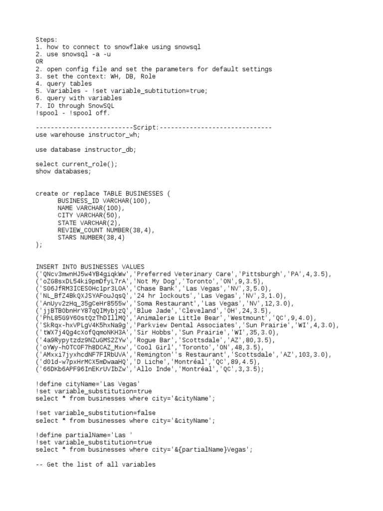 SnowSQL Script | PDF