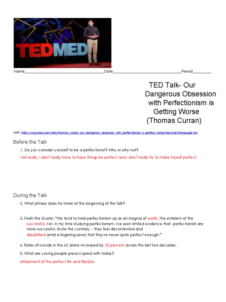 TED Talk-Our Dangerous Obsession With Perfectionism Is Getting Worse ...