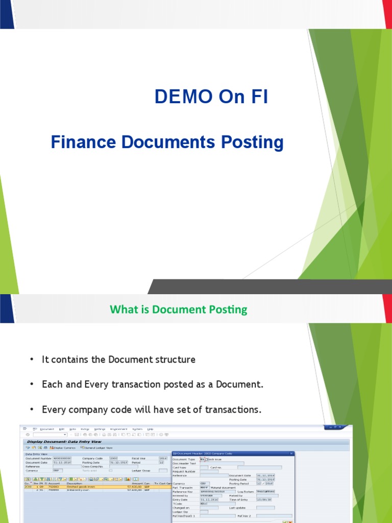 Demo On Fi: Finance Documents Posting | PDF | Accounts Payable | Accounting