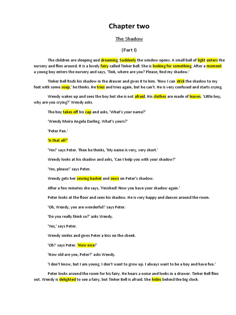 Peter Pan (Chapter II) Part I | PDF | Wendy Darling | Peter Pan