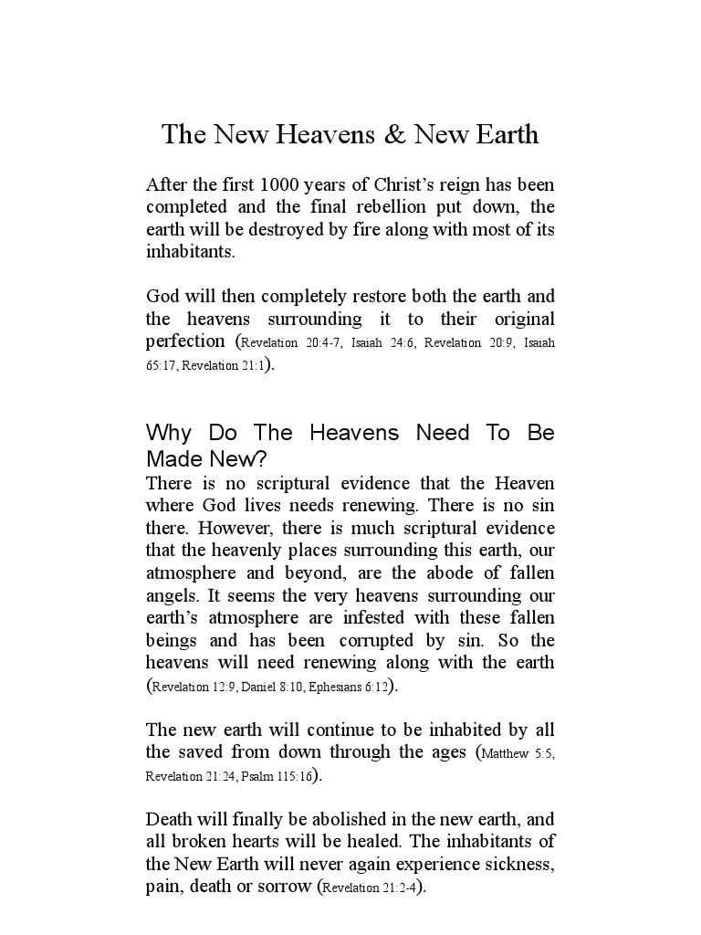 The New Heavens & New Earth | PDF | Revelation | Jesus