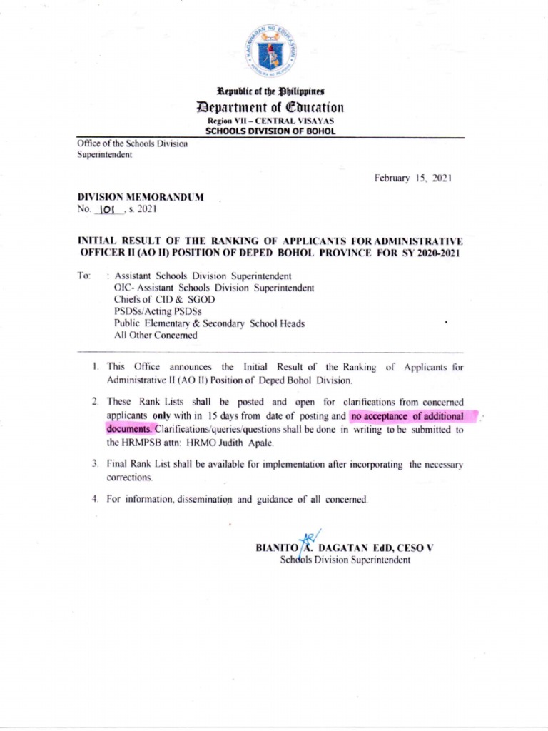 DM No. 101 S. 2021 | PDF
