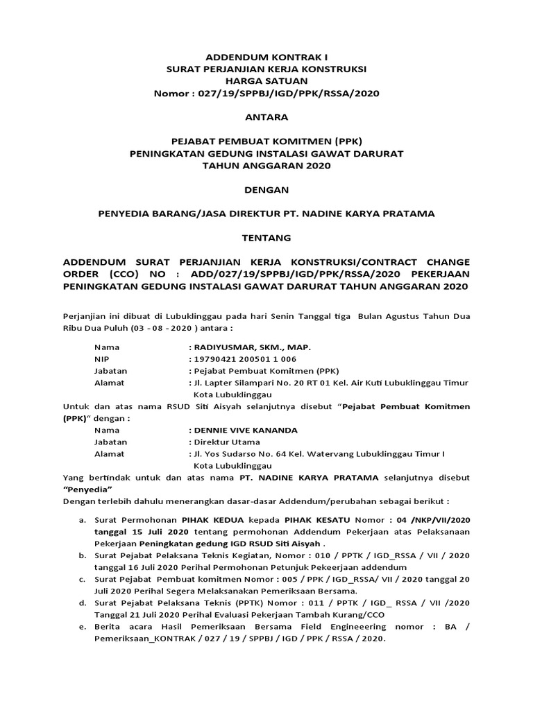 Adendum KONTRAK | PDF
