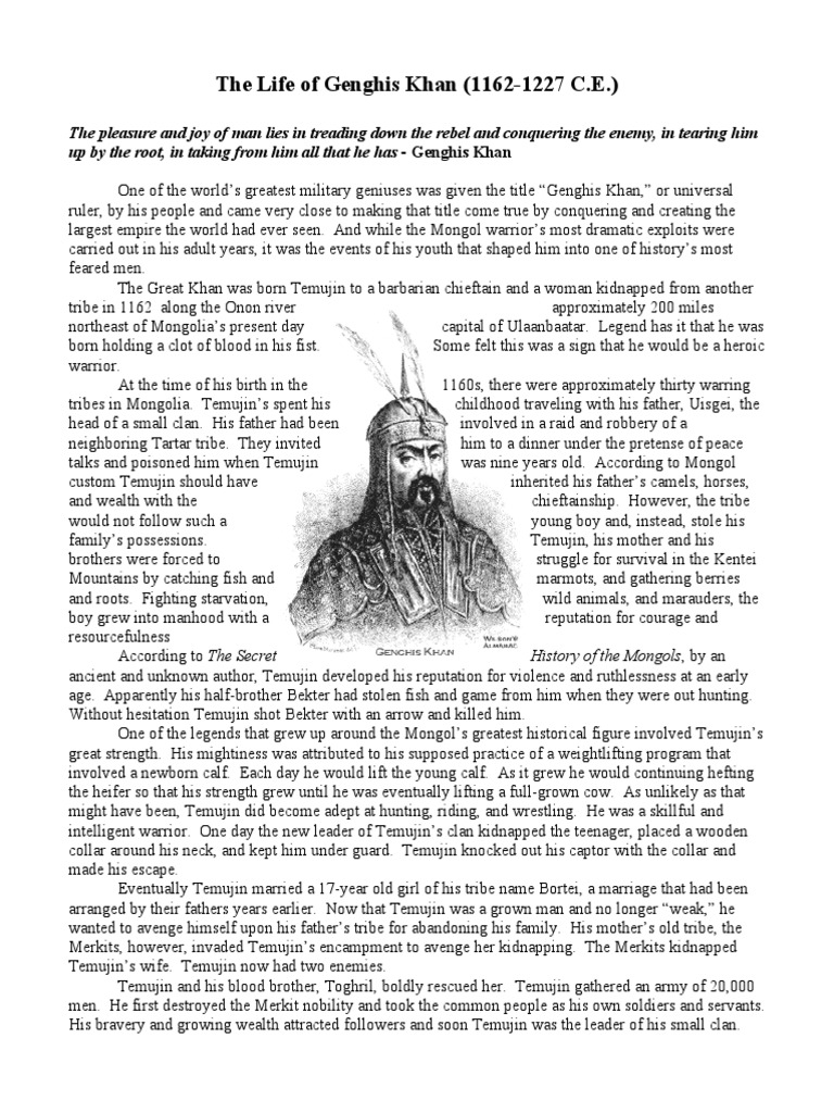 The Life of Genghis Khan Reading | PDF | Genghis Khan | Unrest