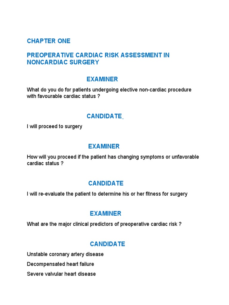 Preoperative Cardiac Risk Assessment in Noncardiac Surgery | PDF ...