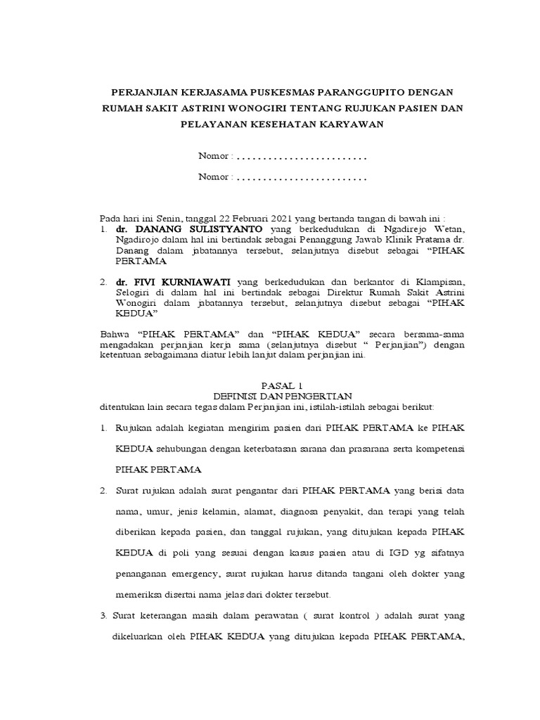 Surat Perjanjian MOU | PDF