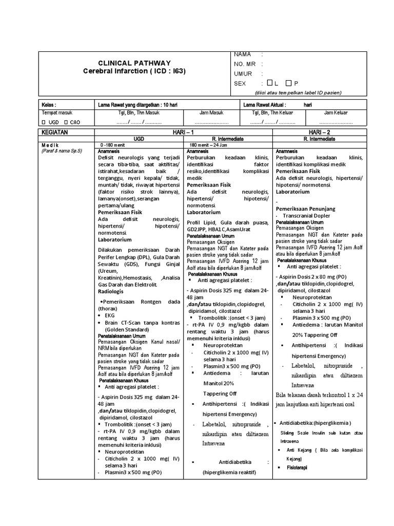 Clinical Pathway Stroke Infark | PDF