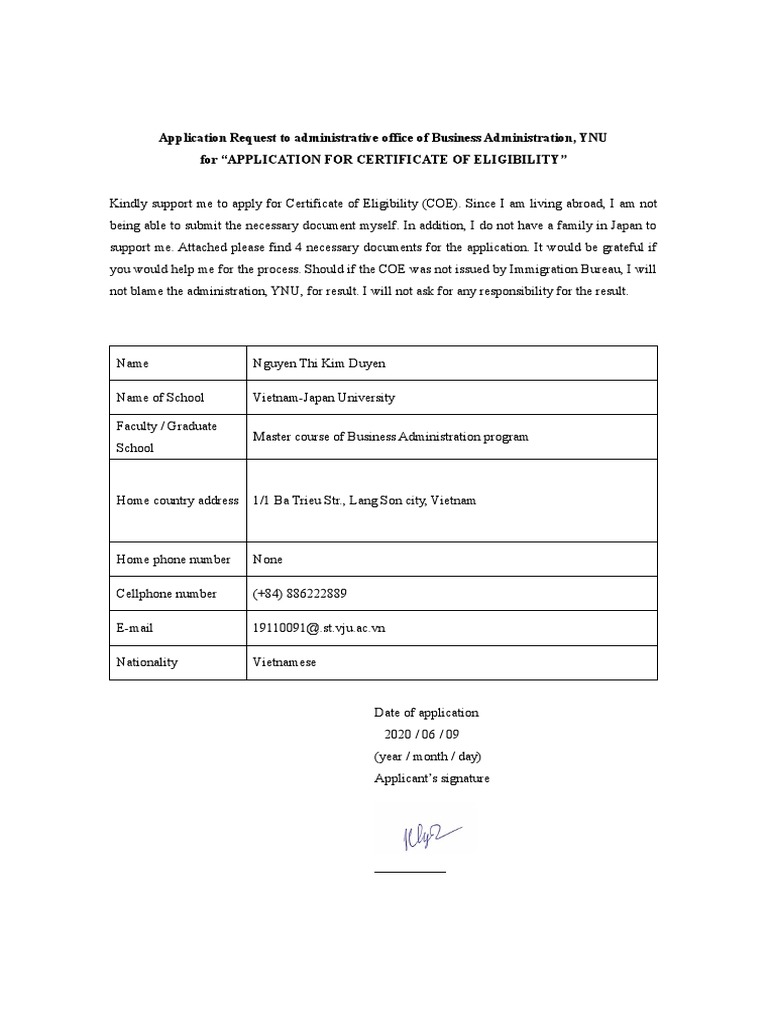 Application Request | PDF