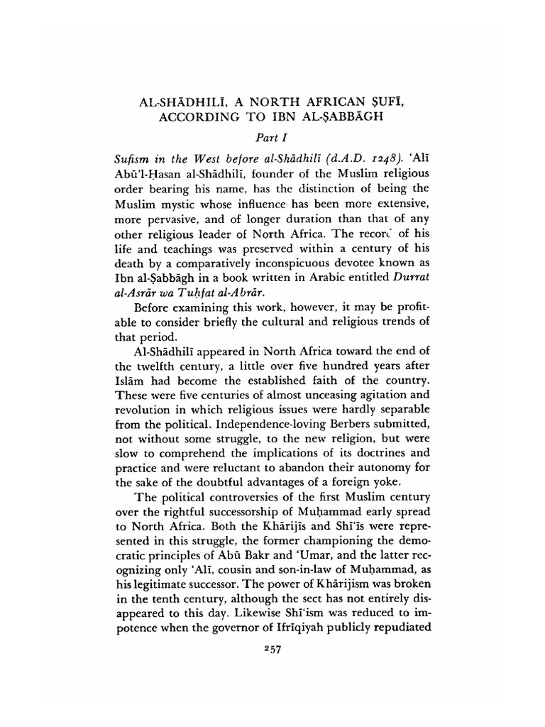 Al Shadhili According To Ibn Sabbagh | Download Free PDF | Sufism ...