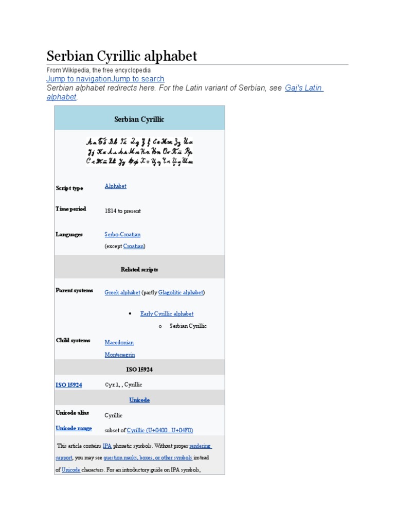 Serbian Cyrillic Alphabet: Jump To Navigation Jump To Search | Download ...