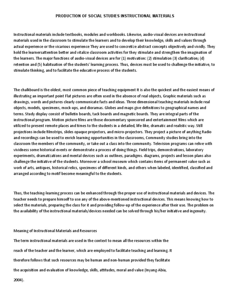 Module. Instructional Materials | PDF | Educational Technology | World ...