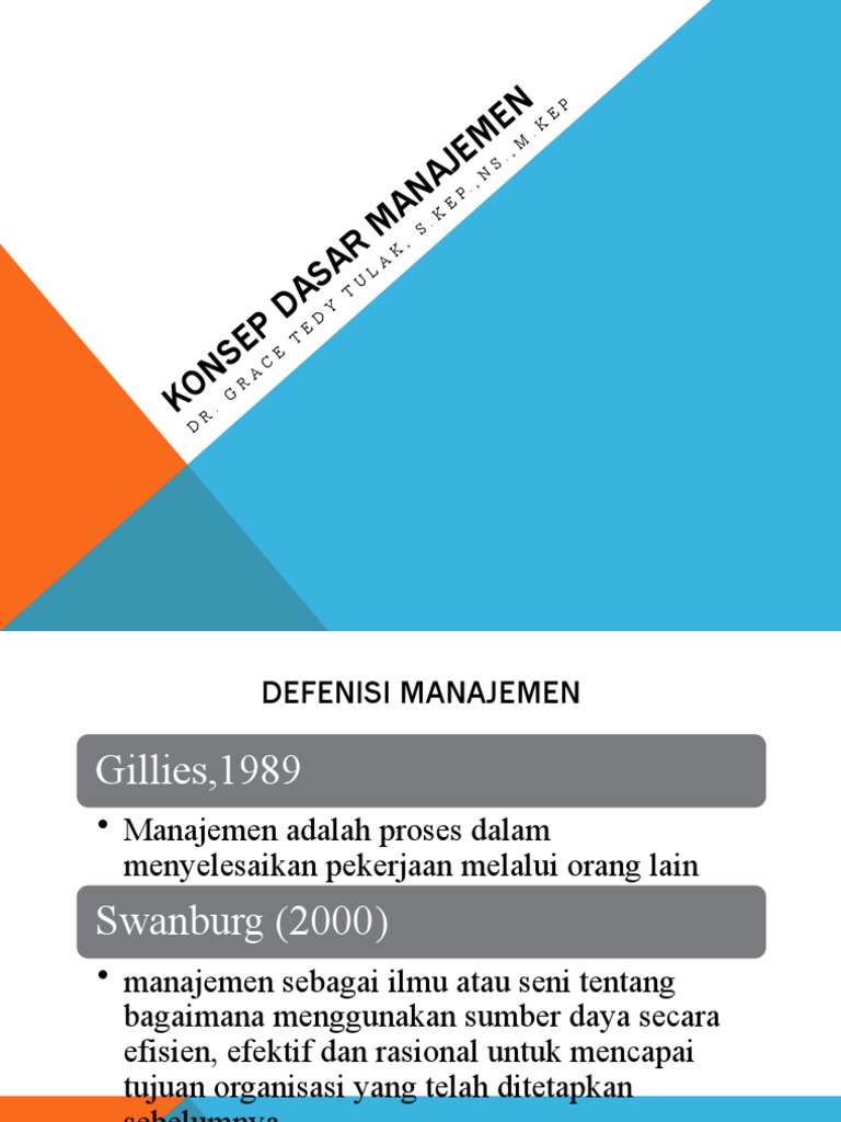 Konsep Dasar Manajemen | PDF