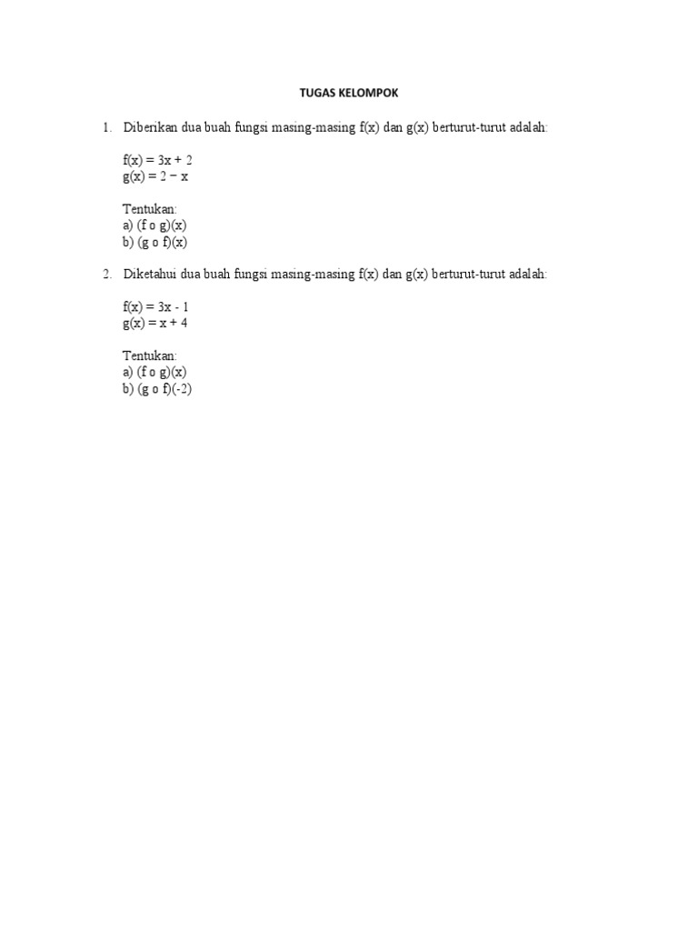 Komposisi Fungsi: Soal dan Pembahasan | PDF