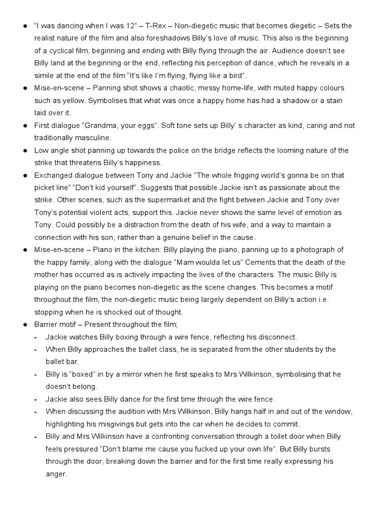 Billy Elliot Film Notes | PDF | Mystery, Thriller & Crime Fiction