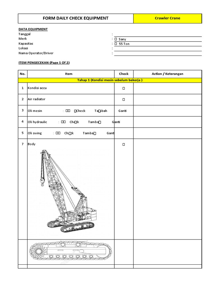 Form Daily Check Equipment | PDF