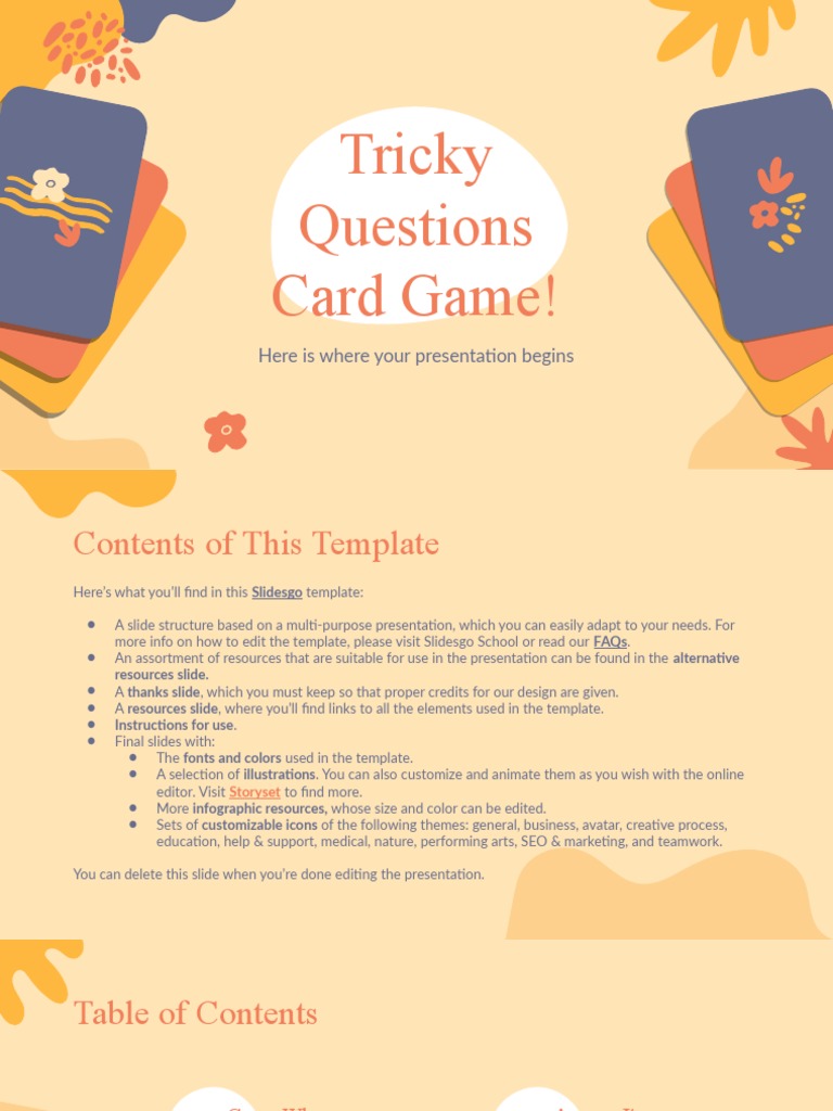 Tricky Questions Card Game! by Slidesgo | PDF | Planets | Saturn