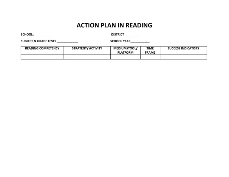 Action Plan in Reading Template | PDF | Career & Growth | Business