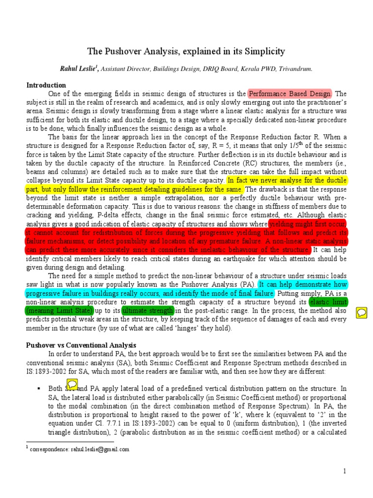 Pushover Analysis in Seismic Design | PDF | Continuum Mechanics ...
