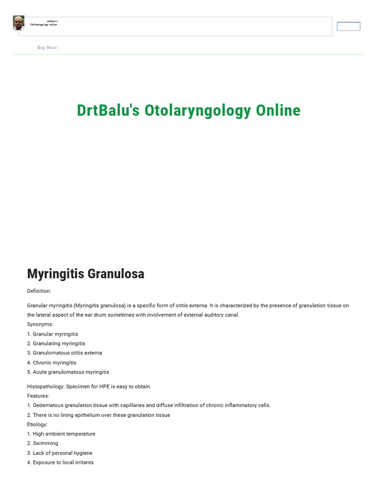 Granular Myringitis Overview | PDF