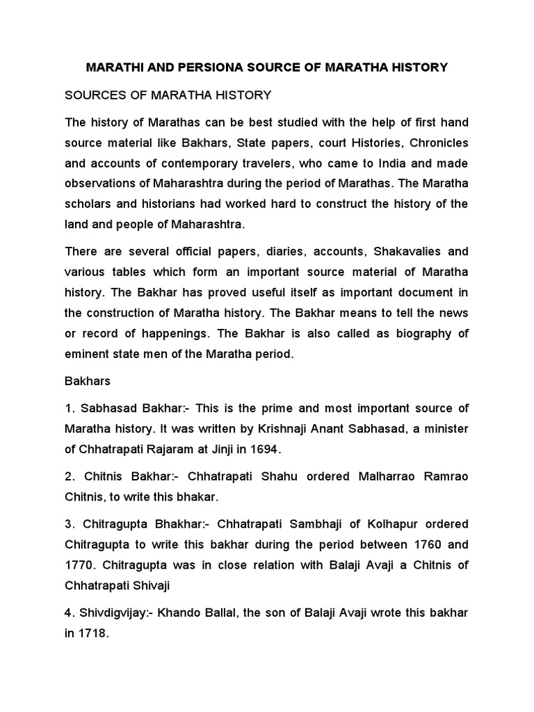 Marathi and Persiona Source of Maratha History | PDF | Sikhism | Armed Conflict