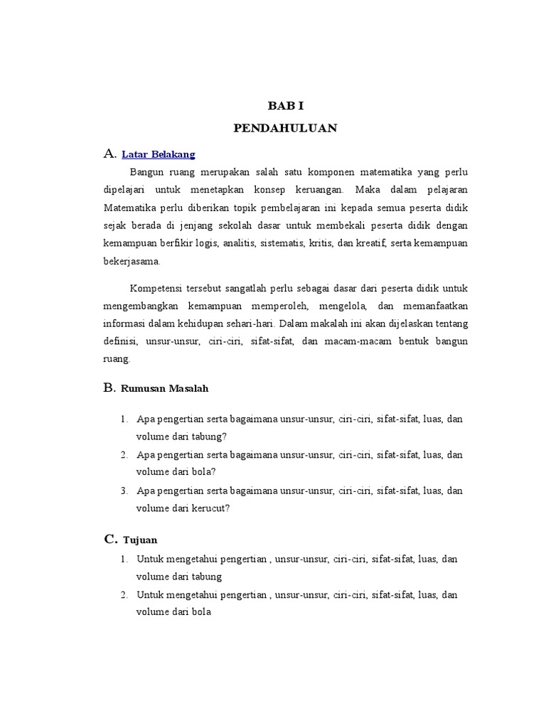 Rumus dan Ciri Bangun Ruang Tabung | PDF | Metode & Bahan Ajar