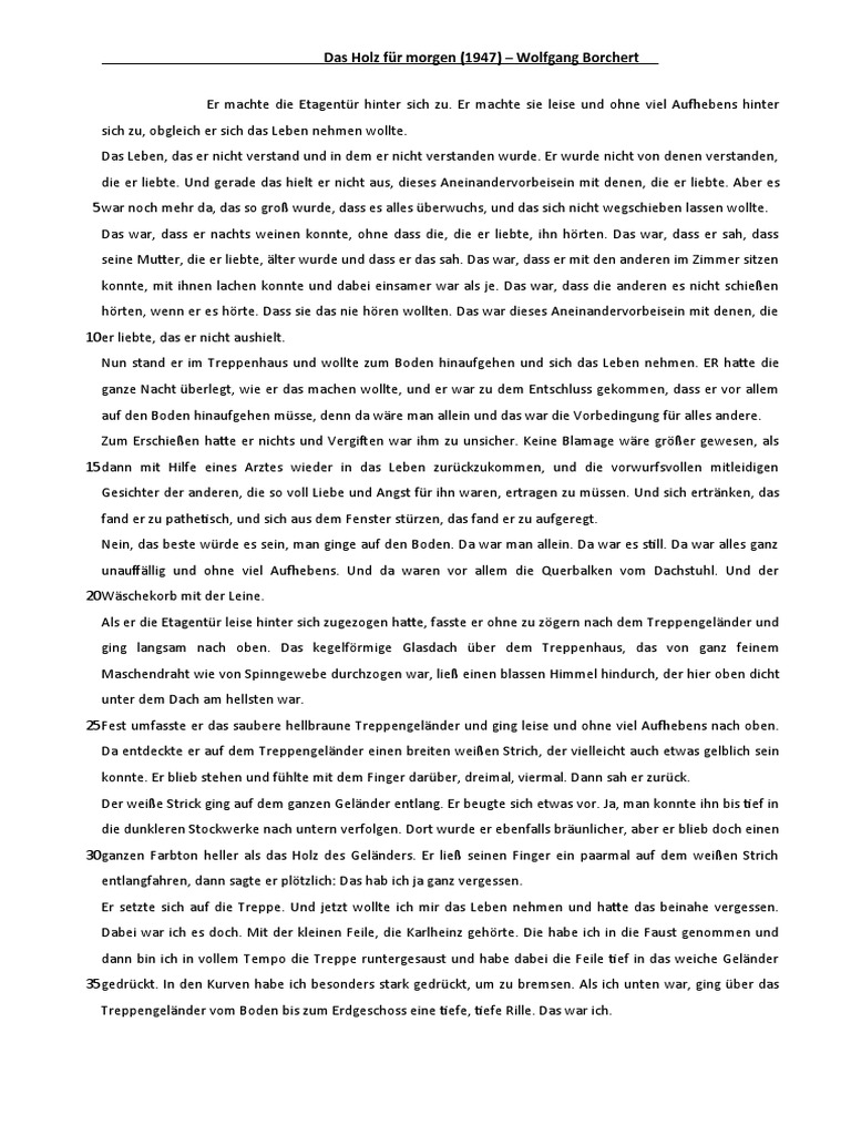 Das Holz Für Morgen - Borchert | PDF