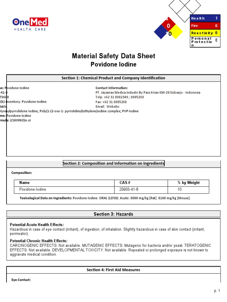 MSDS Pov Iodine | PDF | Toxicity | Fires