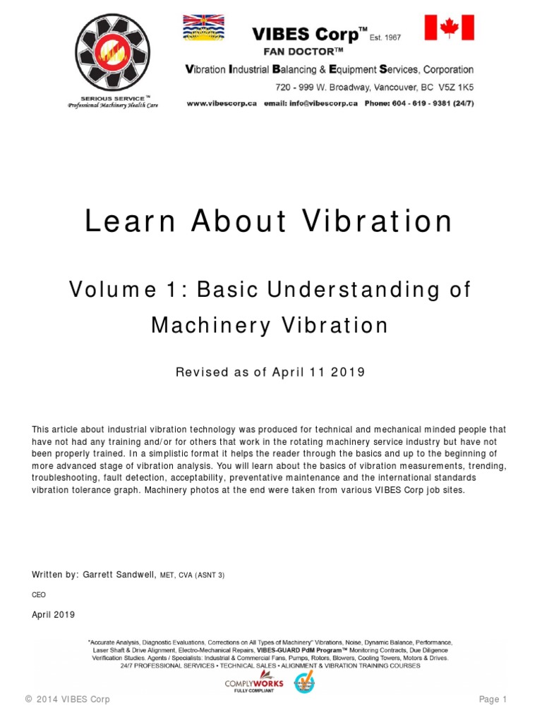 Learn About Vibration: Volume 1: Basic Understanding of Machinery ...