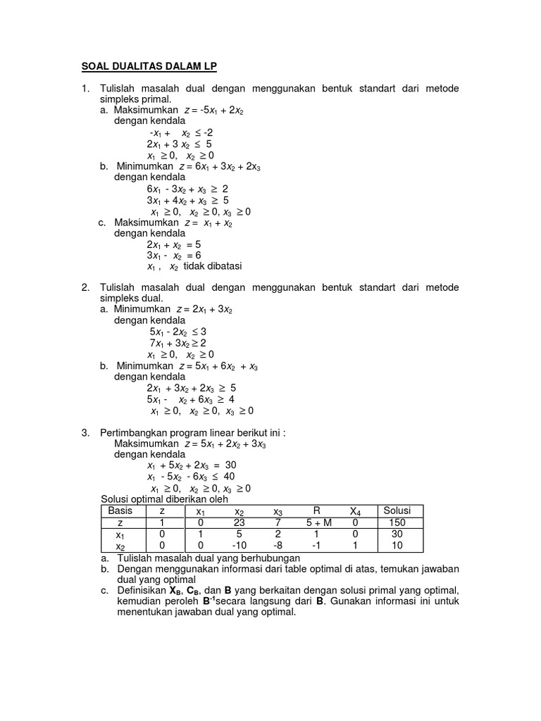 Latihan Dualitas | PDF