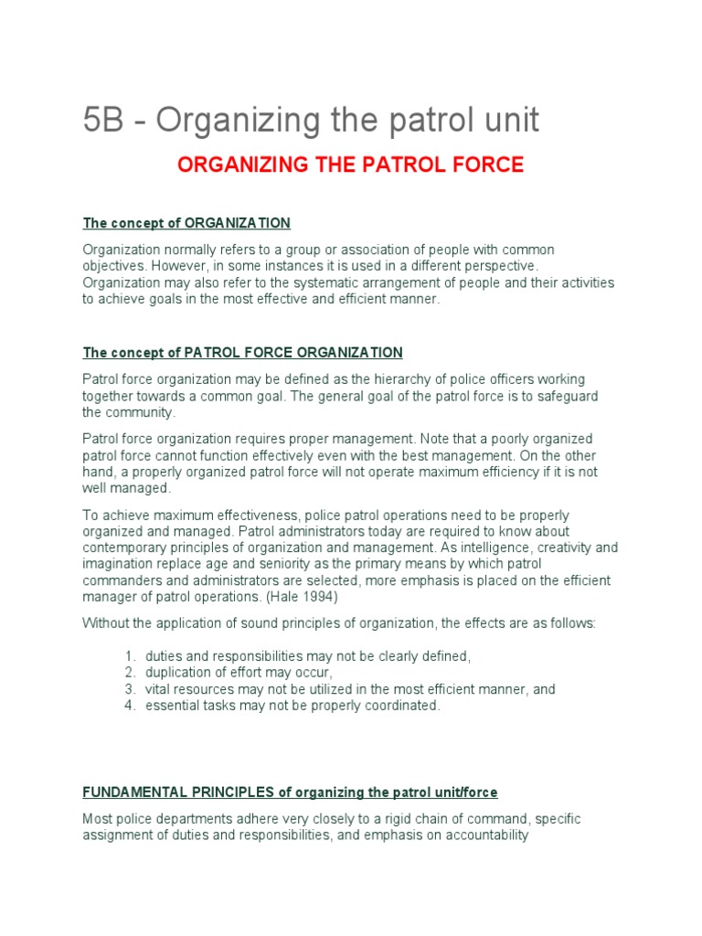 5B - Organizing The Patrol Unit | PDF | Police | Human Nature
