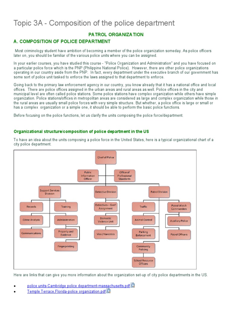 Patrol Organization A. Composition of Police Department | PDF | Police ...