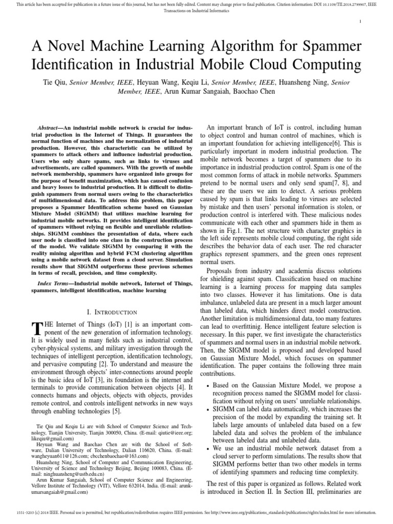 A Novel Machine Learning Algorithm For Spammer Identification in ...