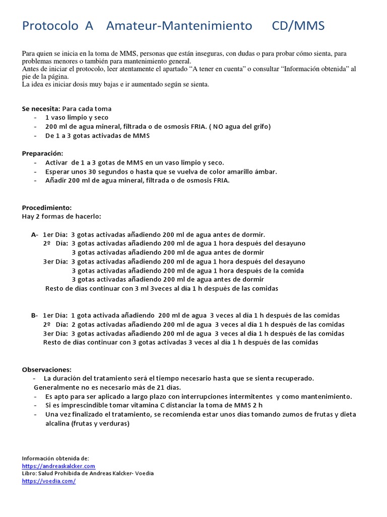MMS-Protocolo A Mantenimiento | PDF | Antioxidante | Cloro