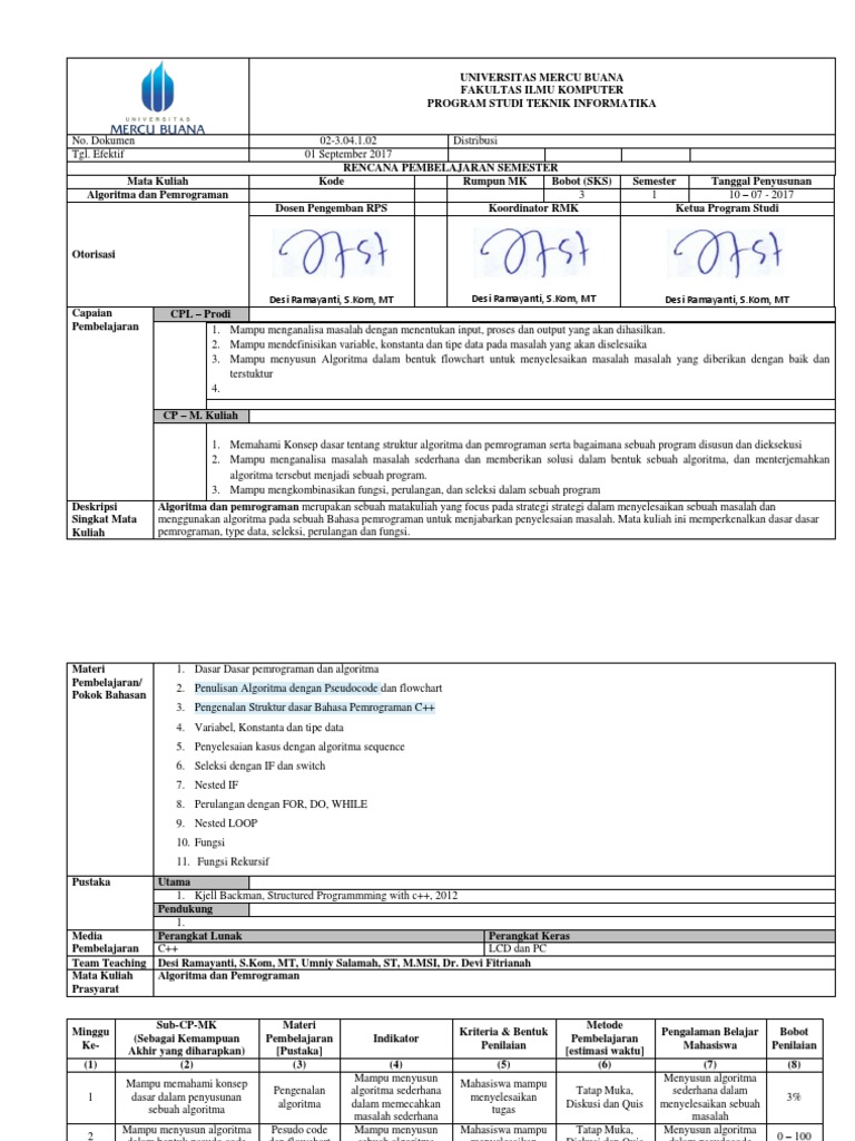 RPS Algoritma & Pemrograman | PDF | Komputer
