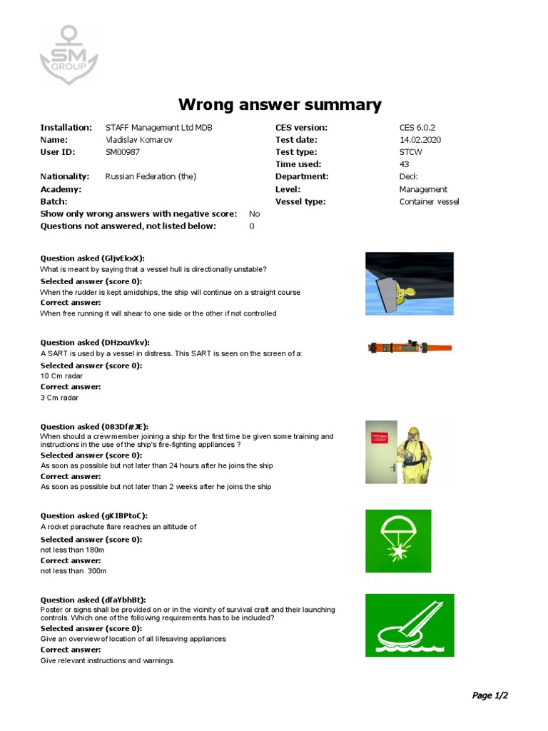 CES Wrong Answer Summary-1 | Download Free PDF | Ships | Watercraft