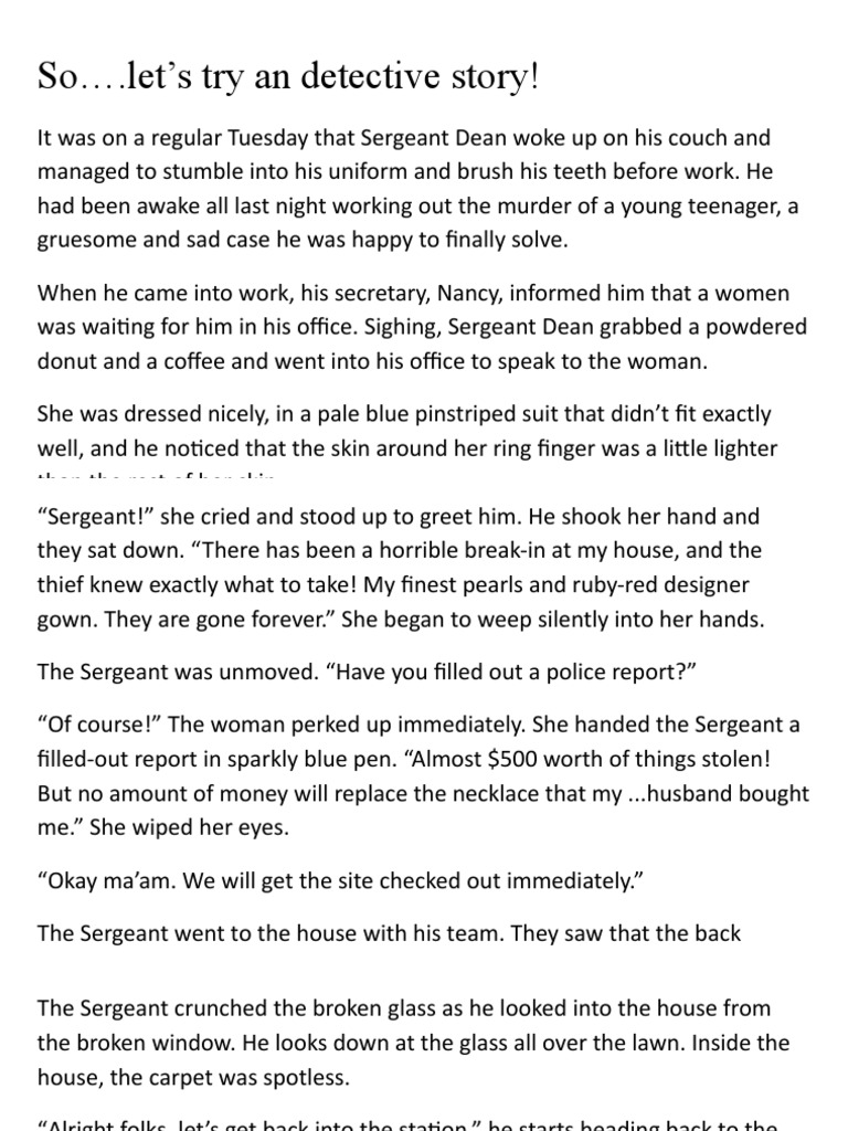 So .Let's Try An Detective Story! | PDF