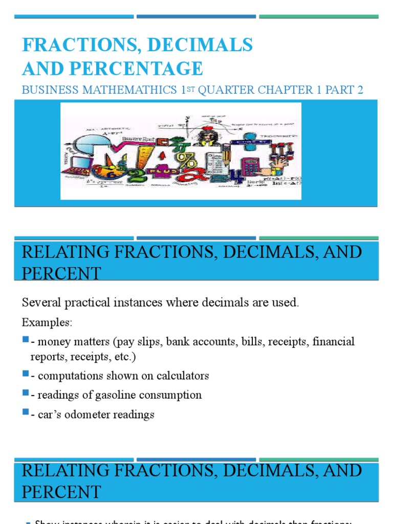 Business Math: Fractions & Decimals | PDF | Decimal | Percentage