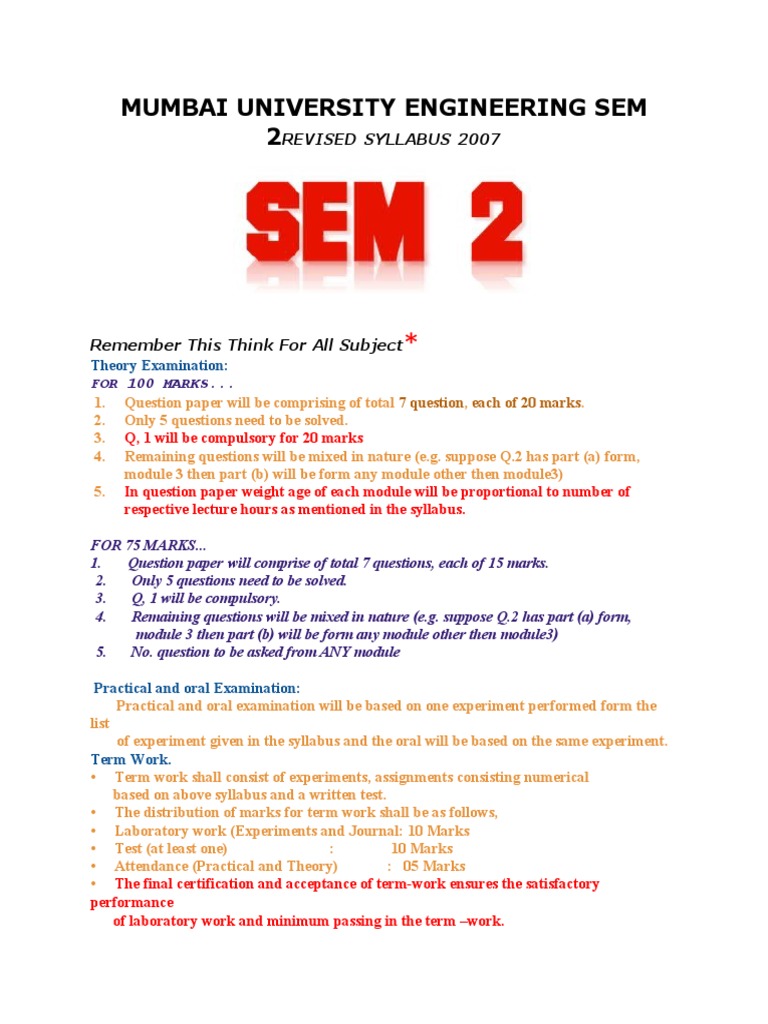 Mumbai University Engineering Sem 2 Syllabus | PDF